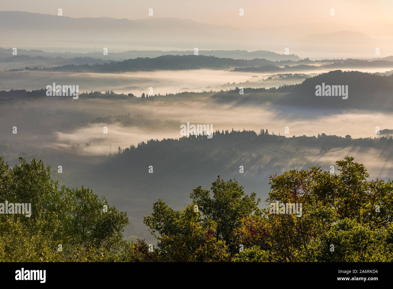 Dawn over of Corfu island in the Ionian Sea, Greece Stock Photo - Alamy