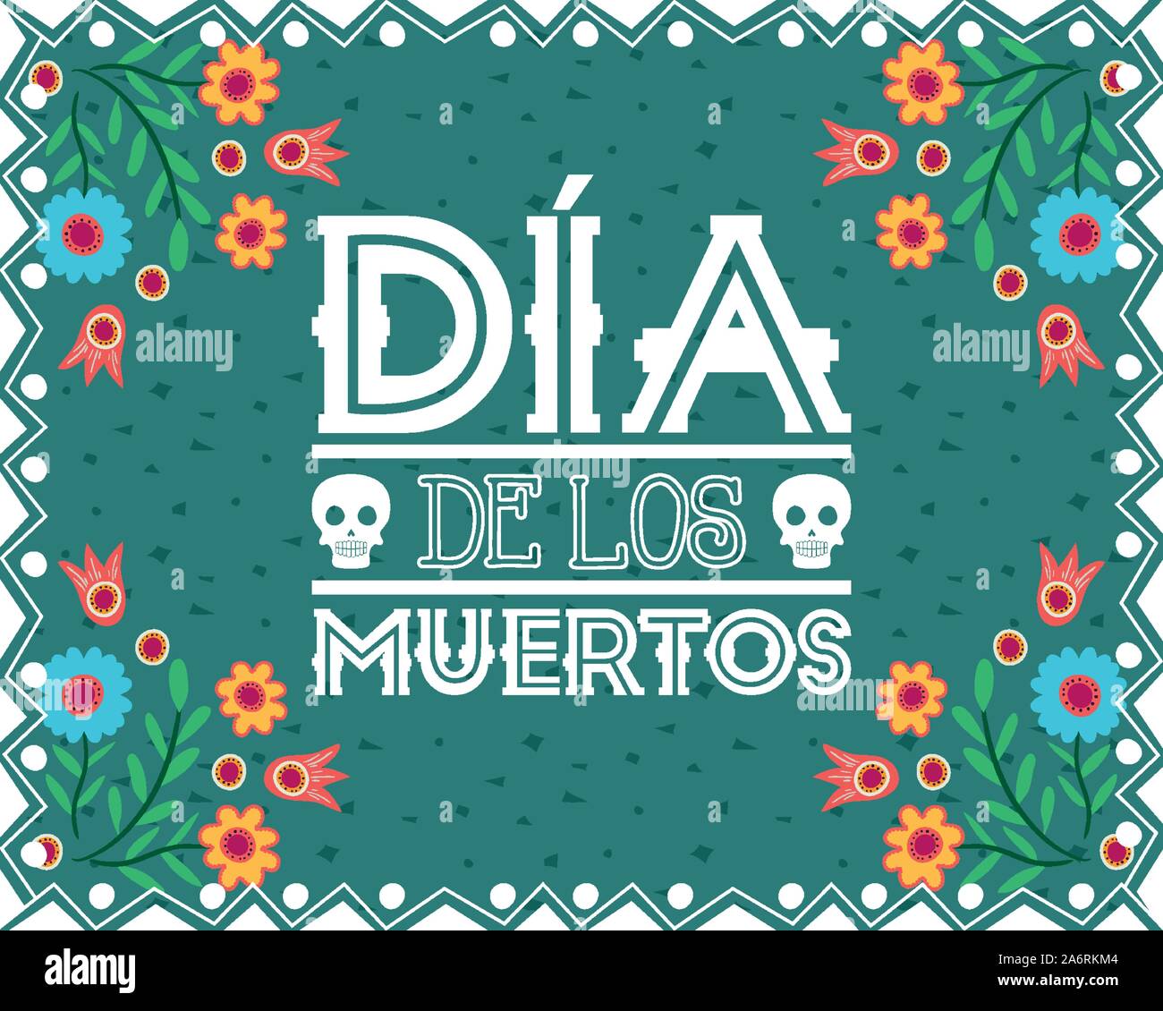 dia de los muertos card with floral decoration Stock Vector Image & Art ...