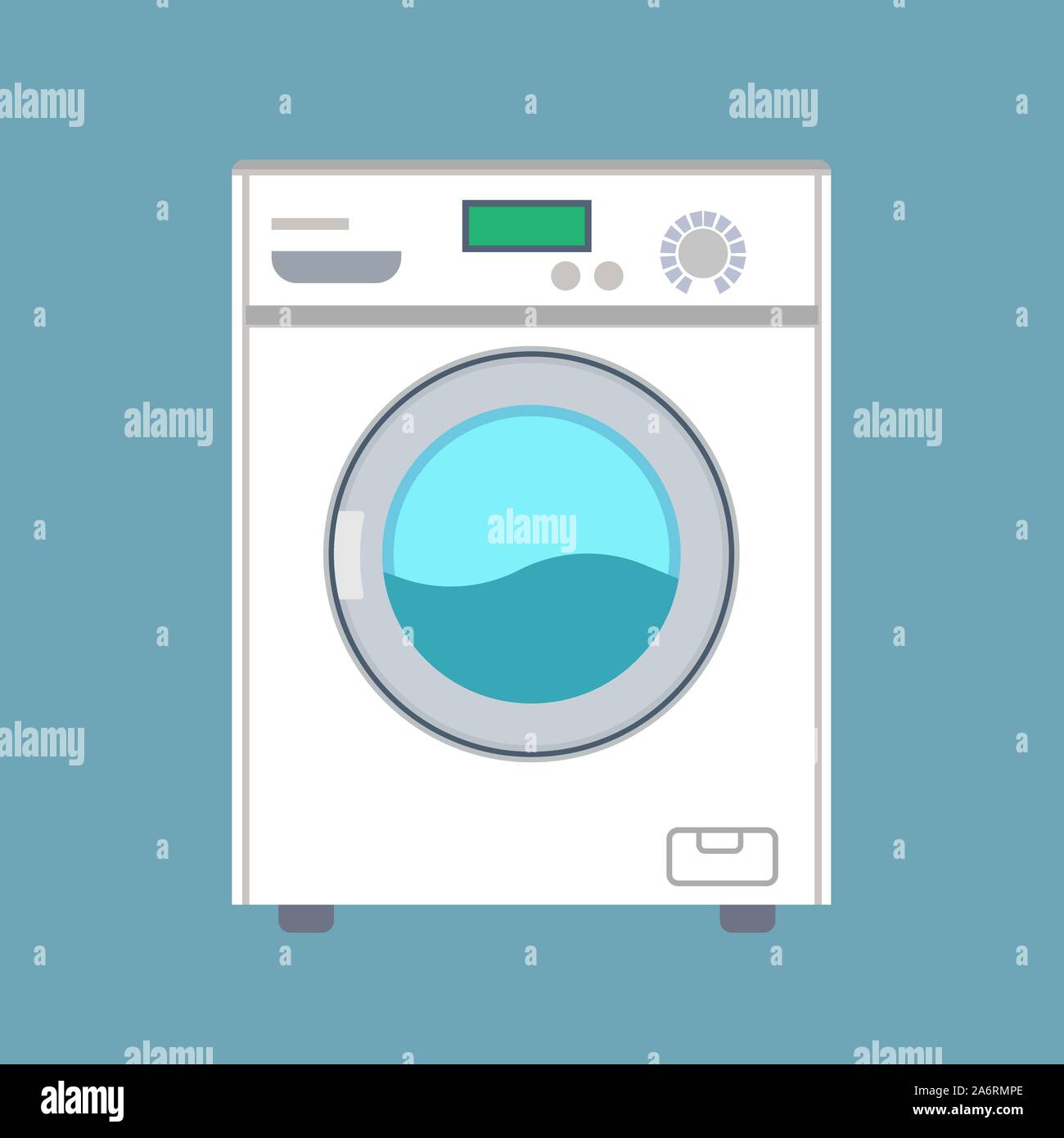 Washing machine vector laundry flat icon front. Housework appliance ...