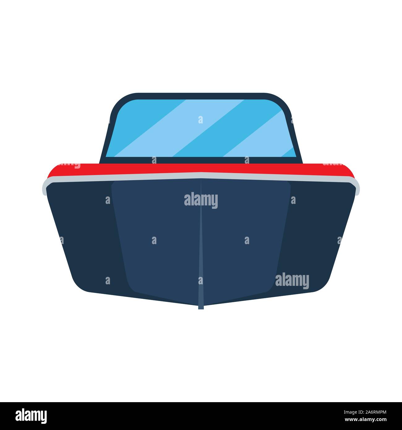Motor boat front view vector flat icon illustration. Isolated cruise ...