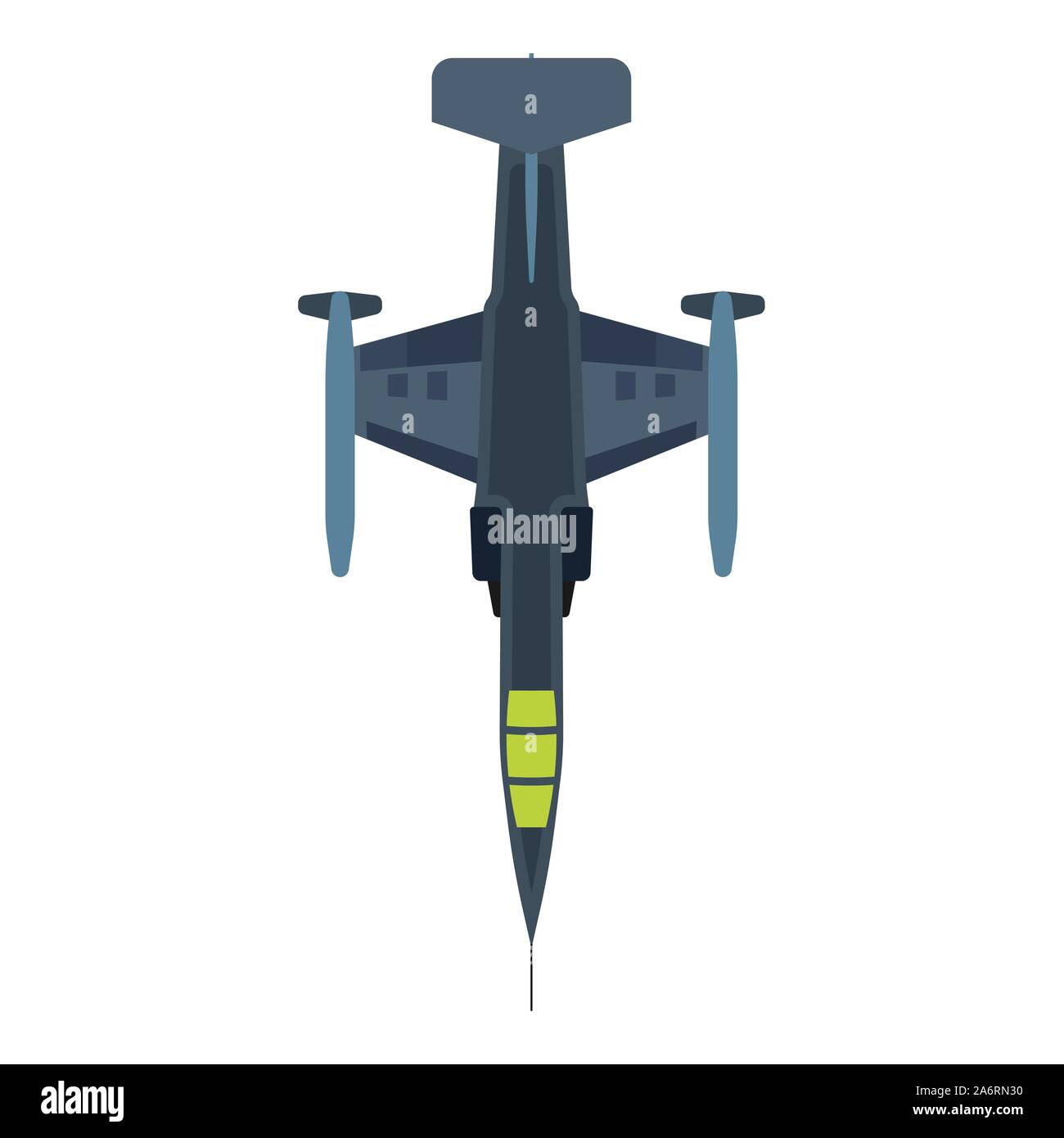 Interceptor aircraft military illustration aviation top view vector ...