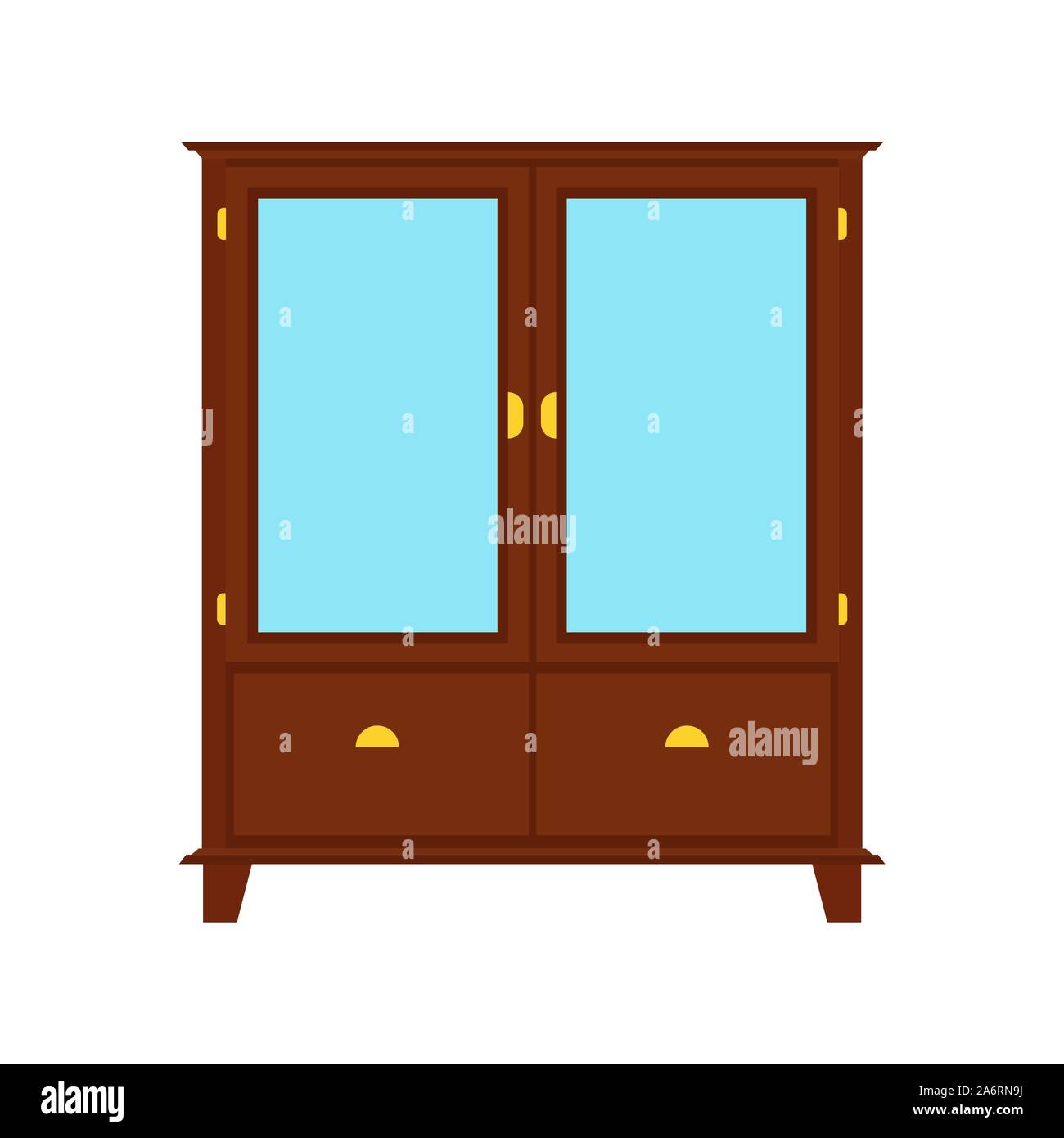 Wardrobe closet vector icon furniture shelf. Clothe cabinet interior ...