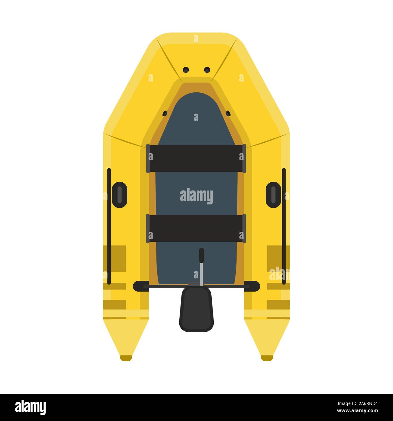Inflatable boat top view vector icon equipment. Yellow water travel ...