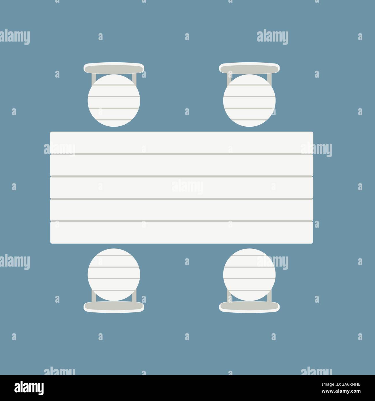 Cafe table top view vector flat icon illustration. Restaurant cartoon ...