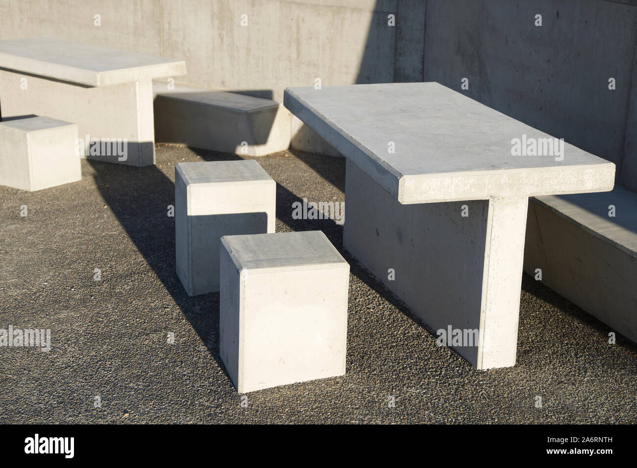 Bench concrete furniture outdoor hi-res stock photography and images - Alamy
