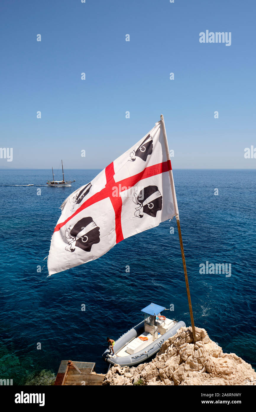 Sardinian flag - Four Moors Flag / flag of the Four Moors flying on the ...