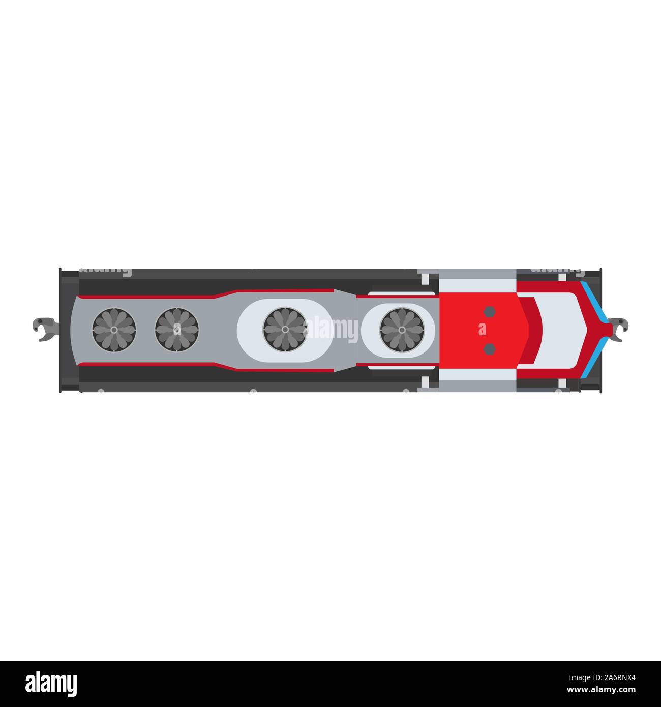 Train top view vector flat transport railway. Cartoon track railroad ...
