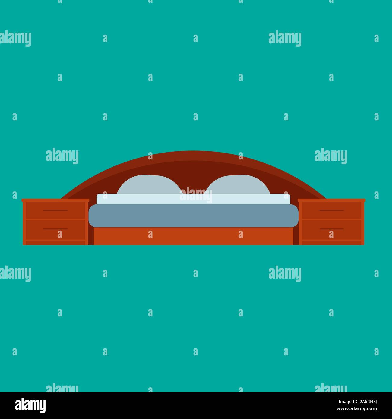 Bed front view vector bedroom cartoon furniture home. Sleep interior ...