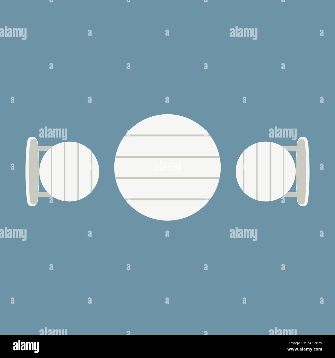 Cafe table top view vector flat icon illustration. Restaurant cartoon ...