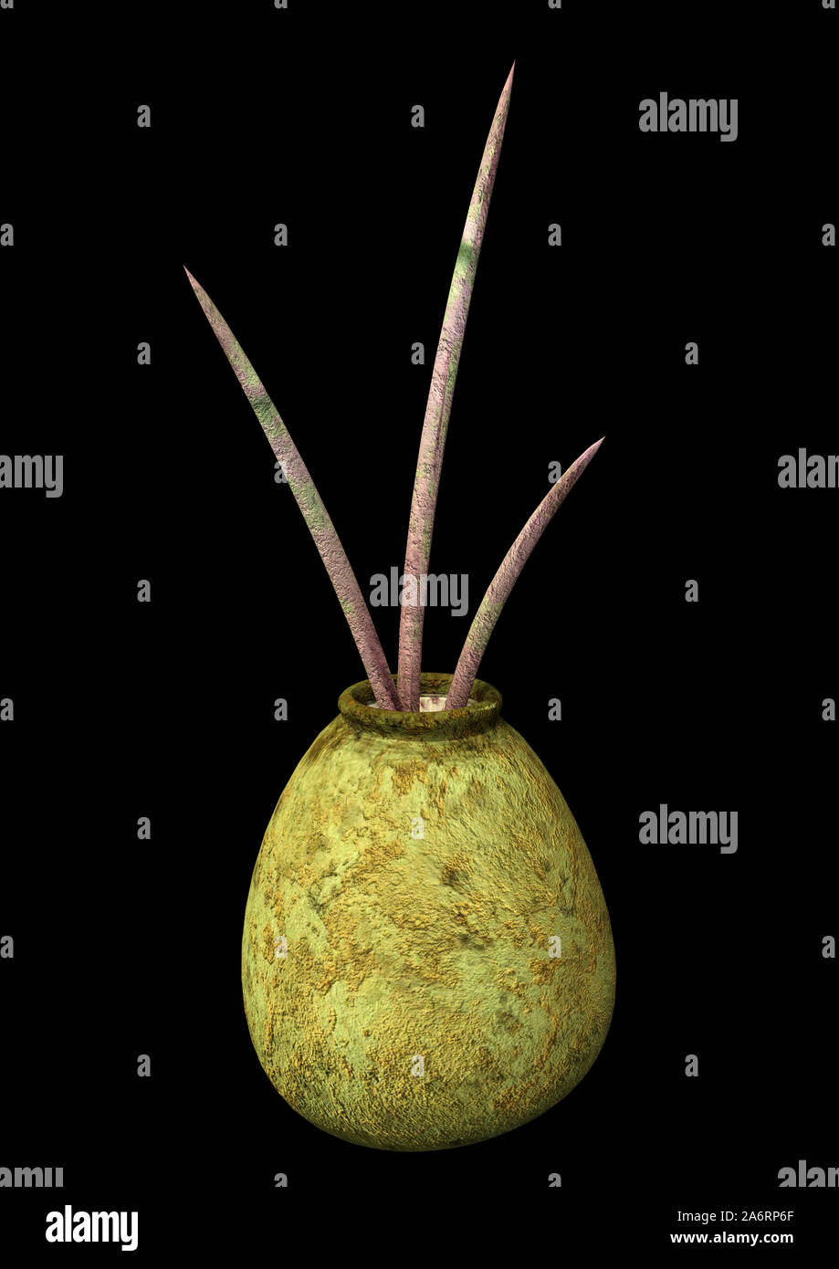 3D rendering of a fantasy alien plant isolated on black background ...