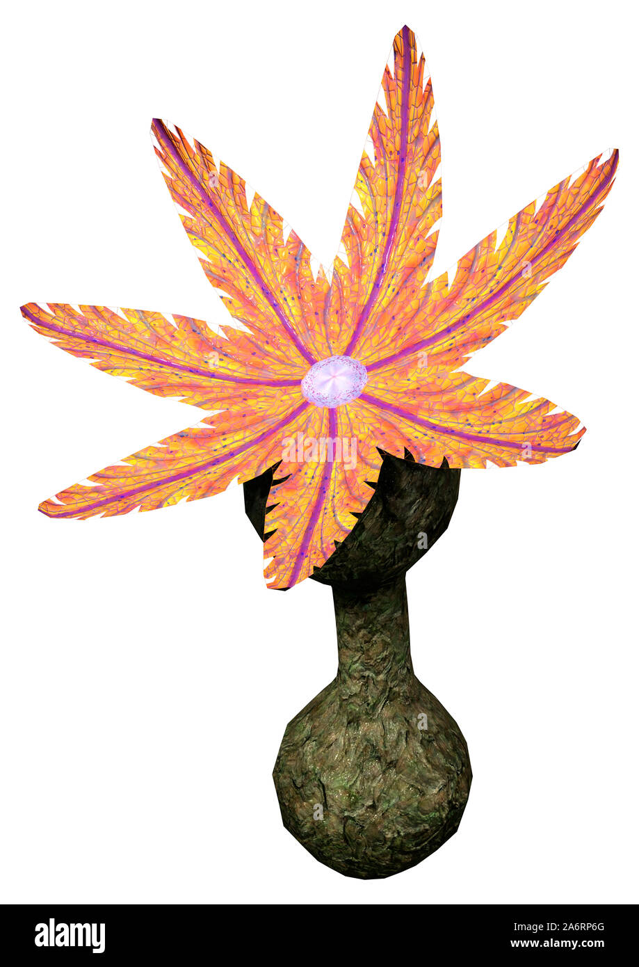 3D rendering of a fantasy alien plant isolated on white background ...
