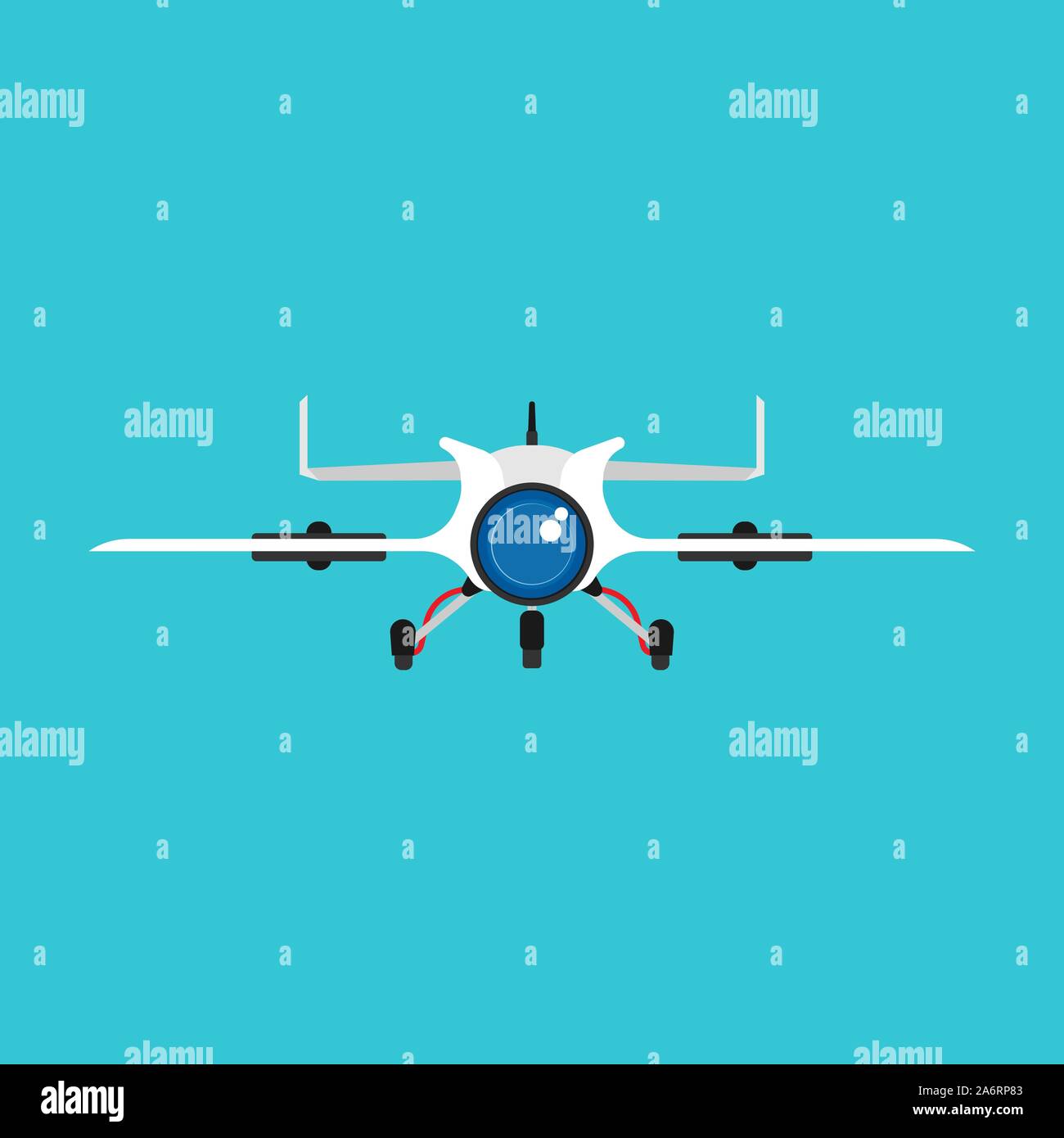 Quadcopter front view vector flat icon. Drone air remote control camera ...