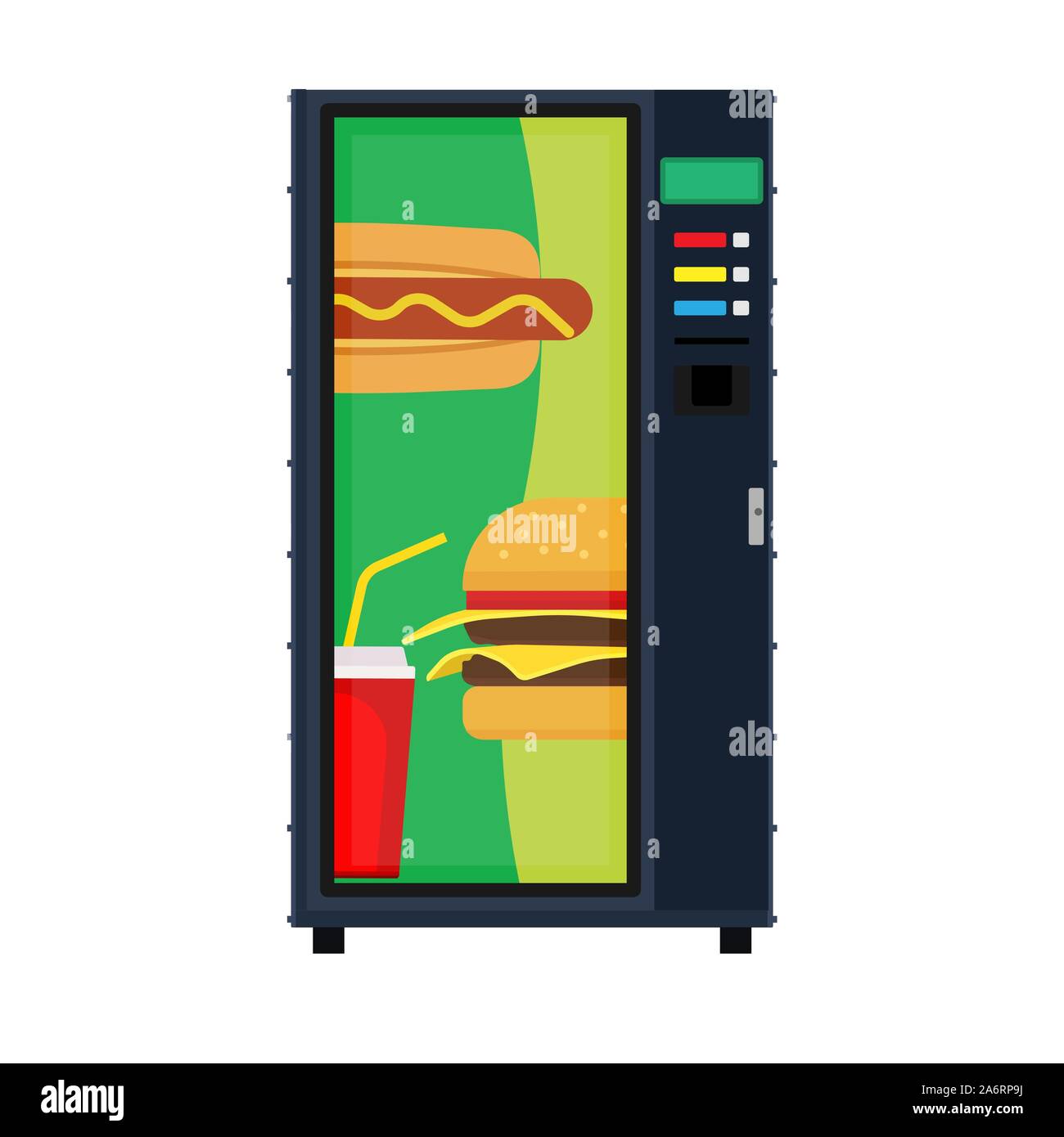 Sandwich vending machine beverage vector. Food automatic snack bar chip ...