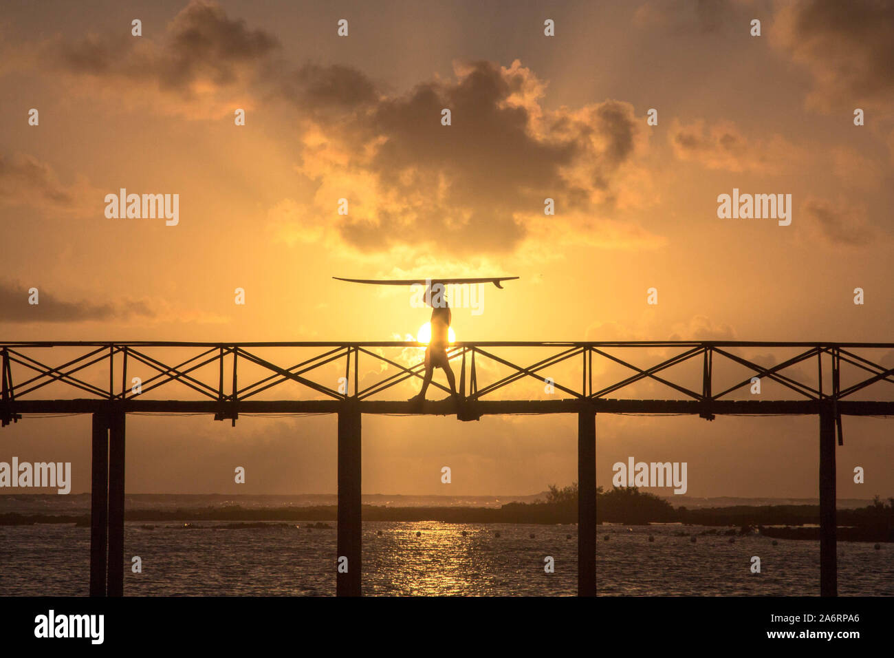 Woman young bikini bridge sea hi-res stock photography and images - Alamy