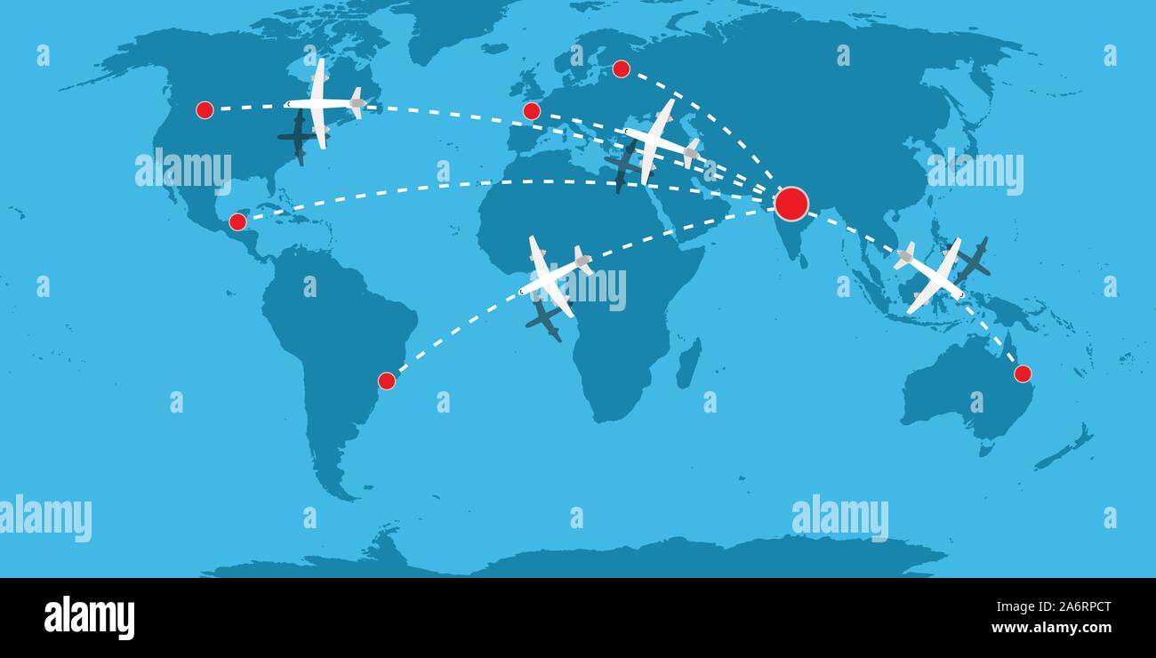 Transportation air vector concept illustration background. Aircraft fly ...