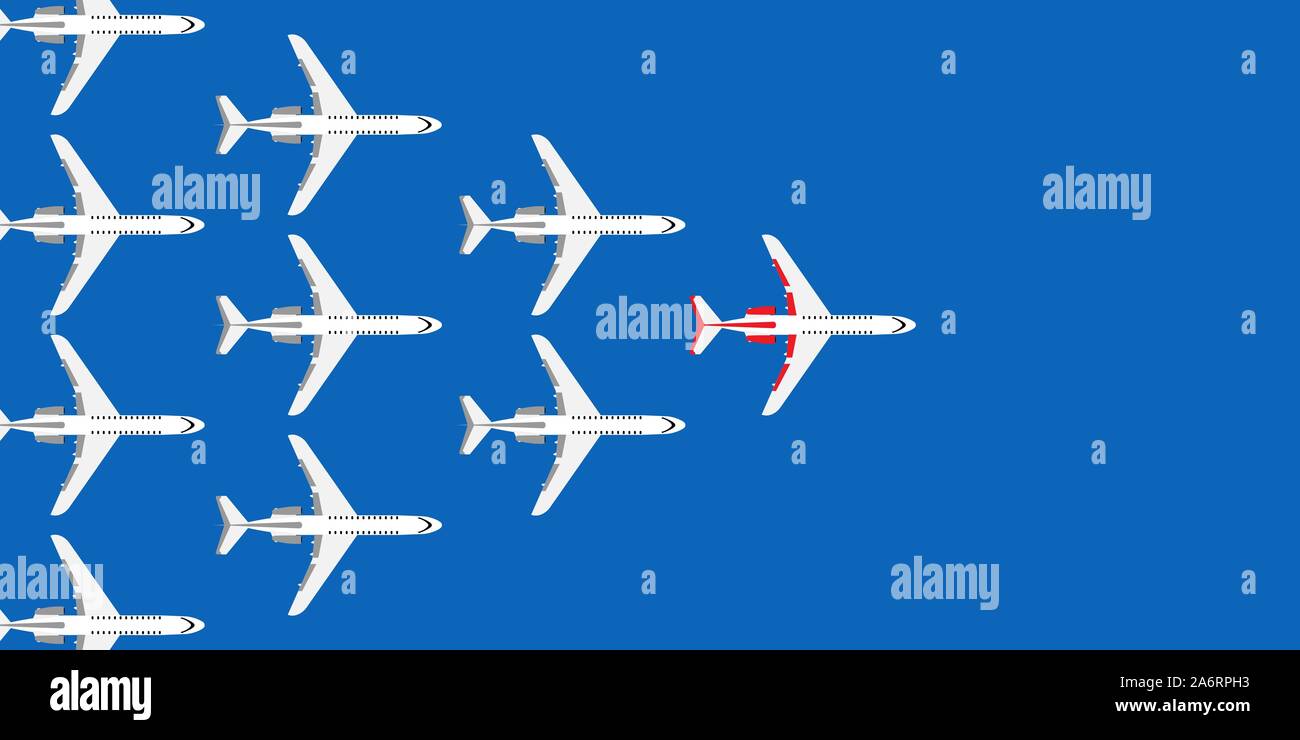 Red leader plane business concept vector illustration. Flying direction ...