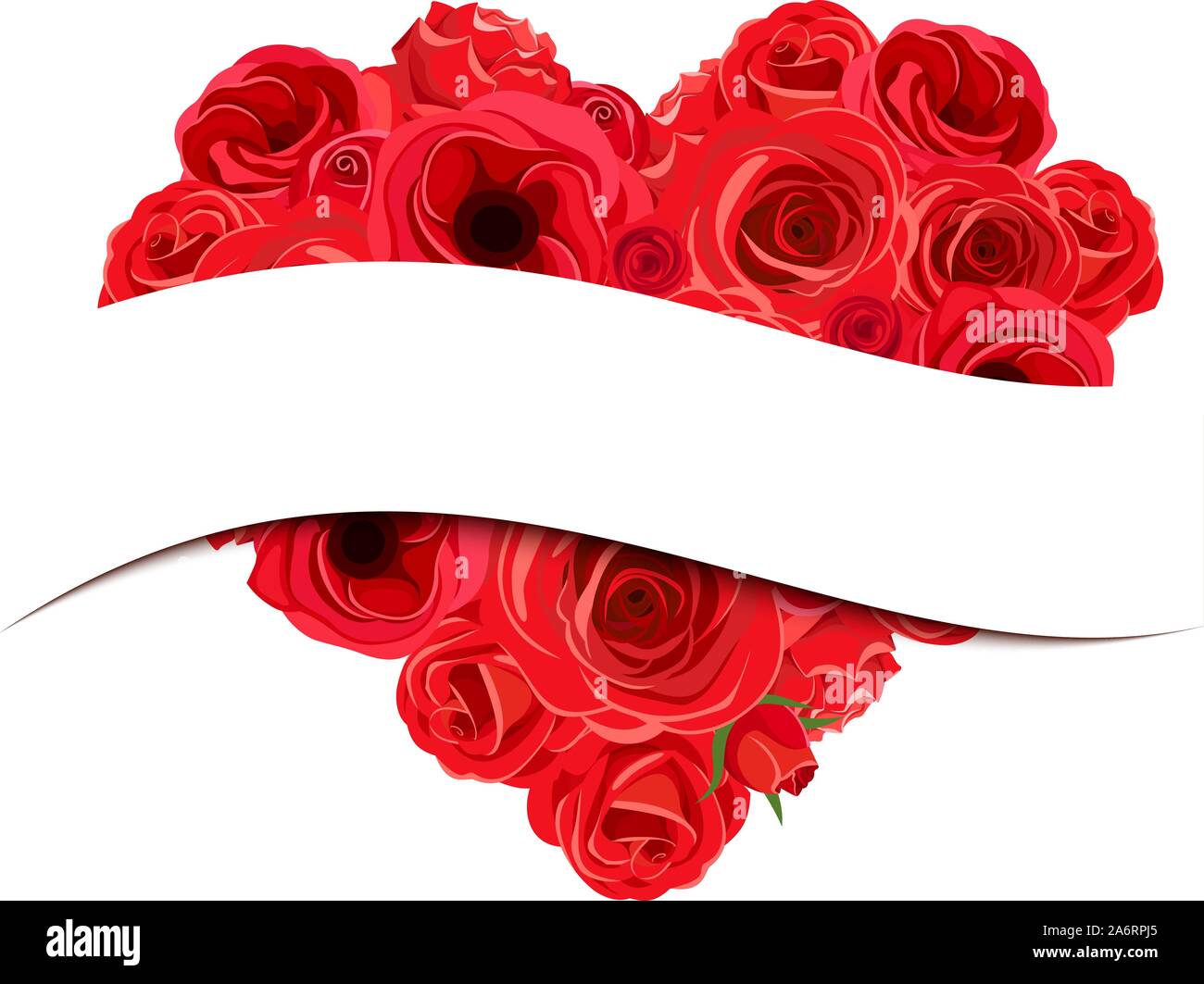 Vector Valentine banner with red roses heart bouquet Stock Vector Image ...