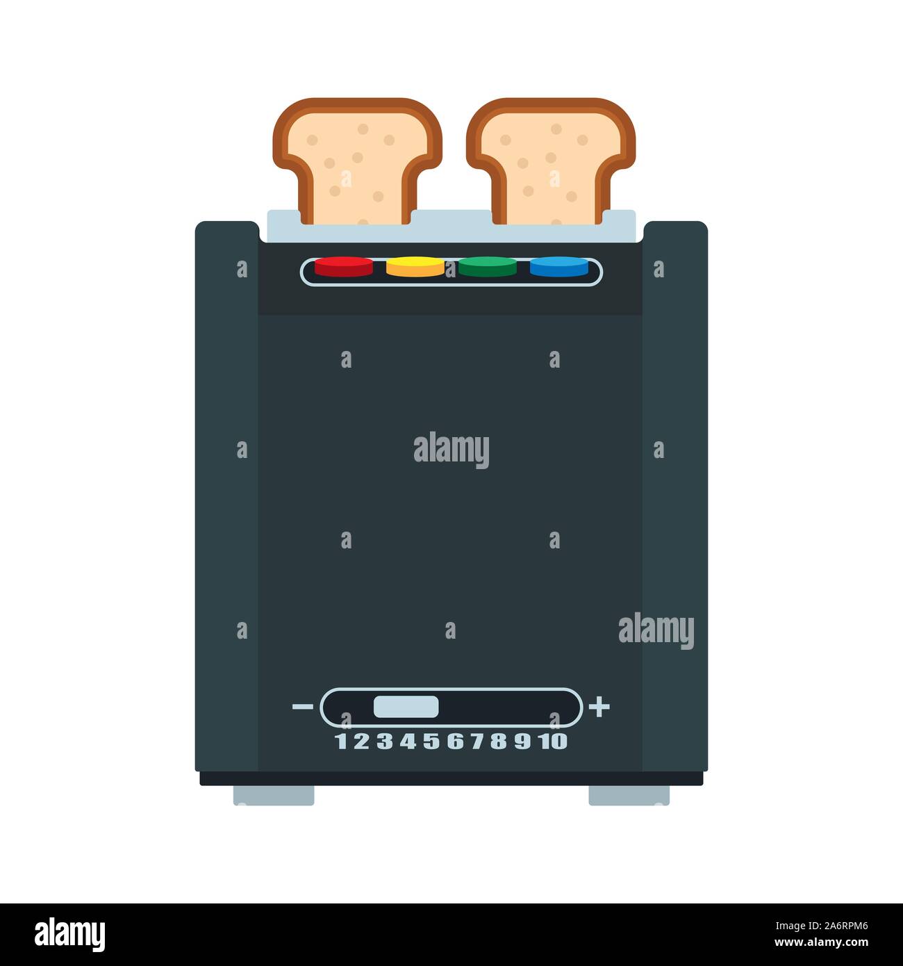 Bread toaster vector illustration food kitchen. Breakfast cartoon ...