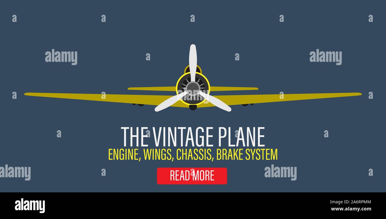 Vintage plane engine vector illustration background. Retro yellow ...