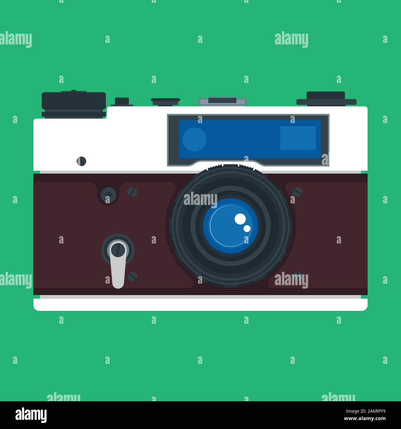 Camera front view digital photo equipment lens. Vector icon focus ...