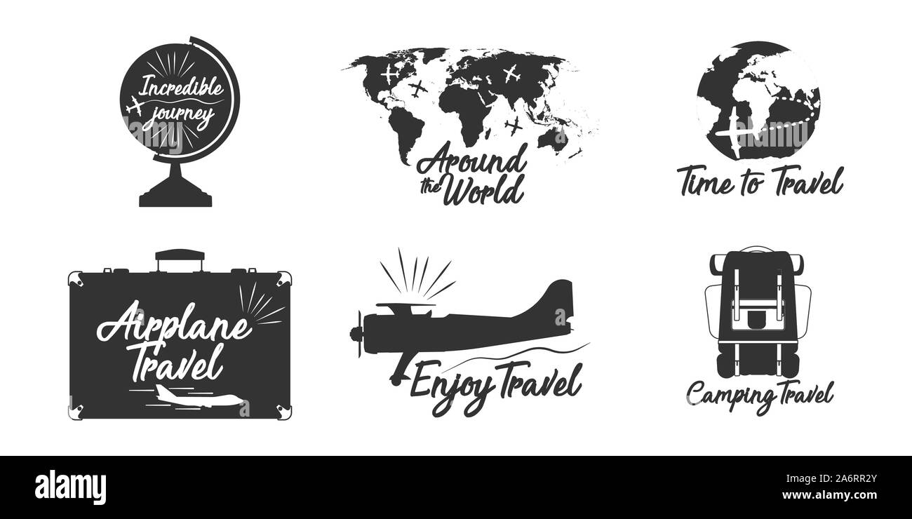 Travel lettering label vector adventure design. Vacation tourism emblem ...
