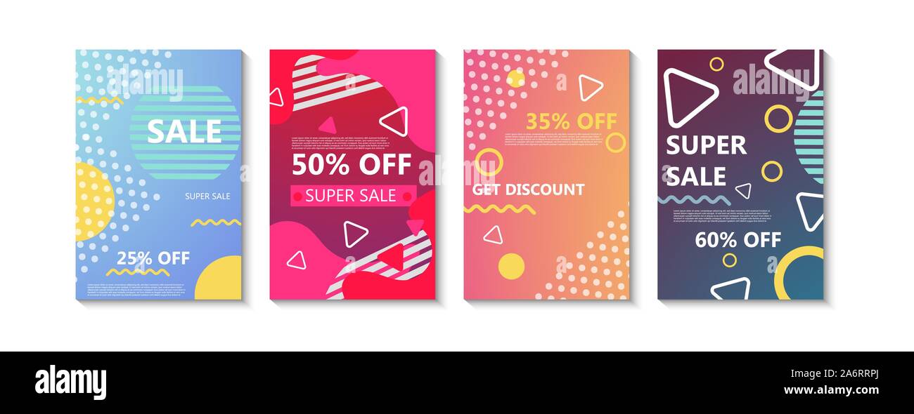 Memphis sale banner vector template background advertising offer ...