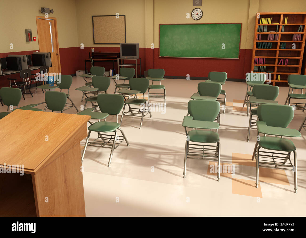 3D rendering of an empty classroom interior Stock Photo - Alamy