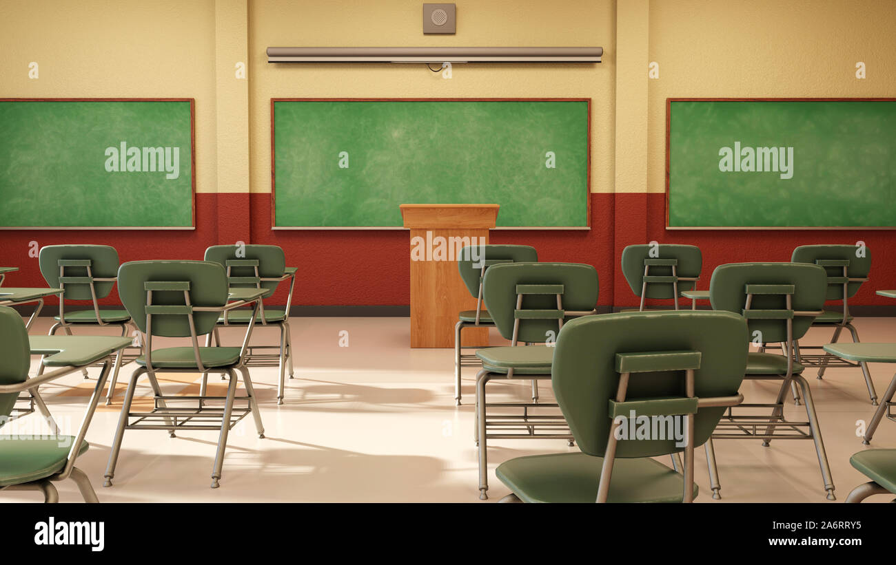 3D rendering of an empty classroom interior Stock Photo - Alamy