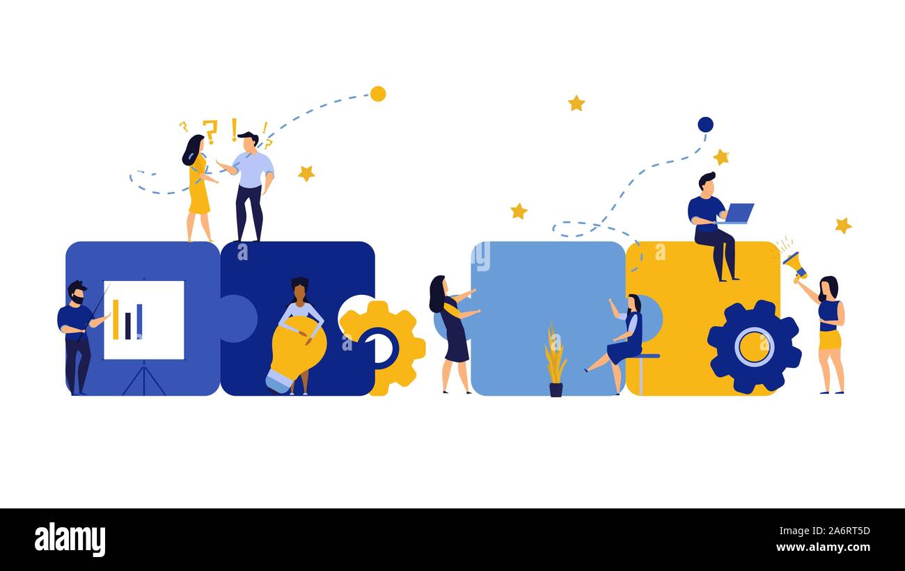 Puzzle team work vector illustration concept partner. Partnership ...