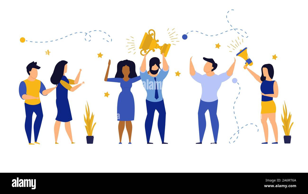Business people winner prize customer vector illustration employee. Man ...