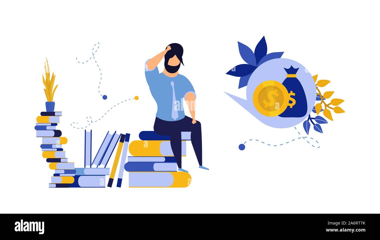 Loan problem man business debt vector financial illustration ...