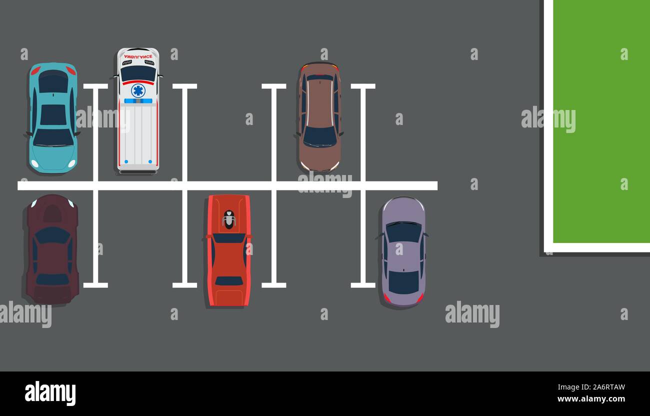 Park top view vector concept illustration background. Above car street ...