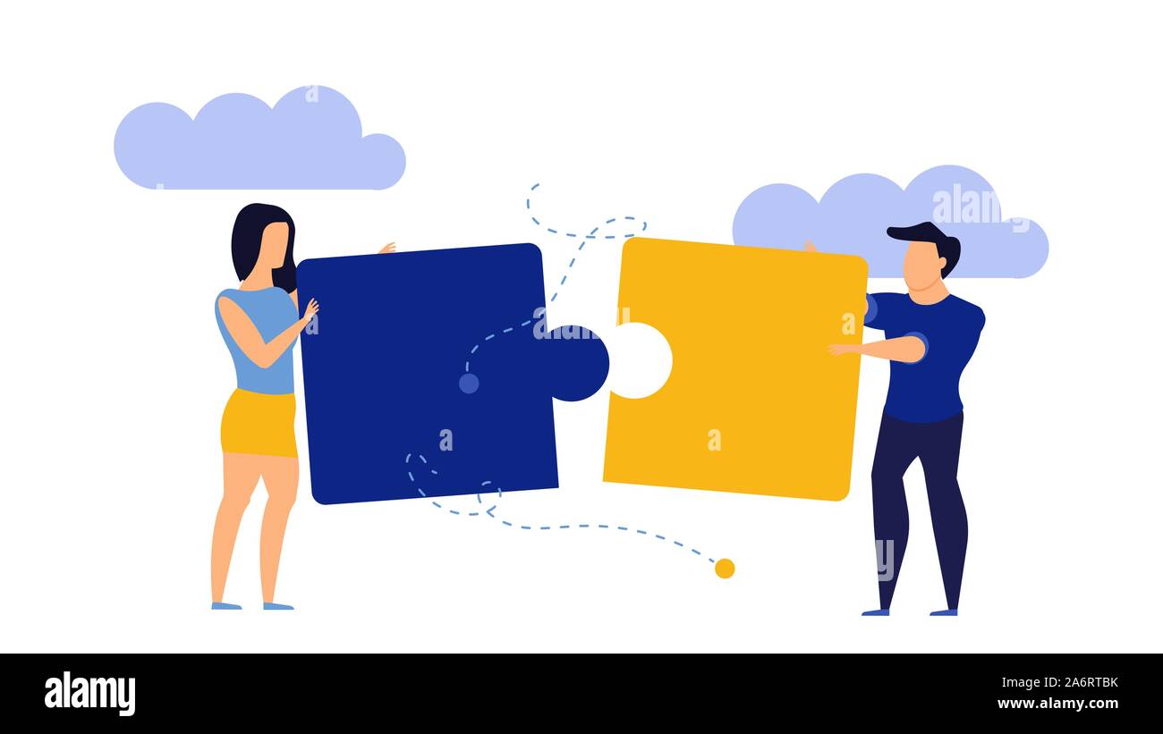 Strategy puzzle person success teamwork vector business illustration ...