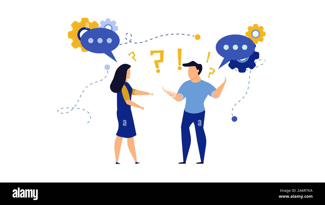Business people social dialogue man and woman. Speech bubble chat goal ...
