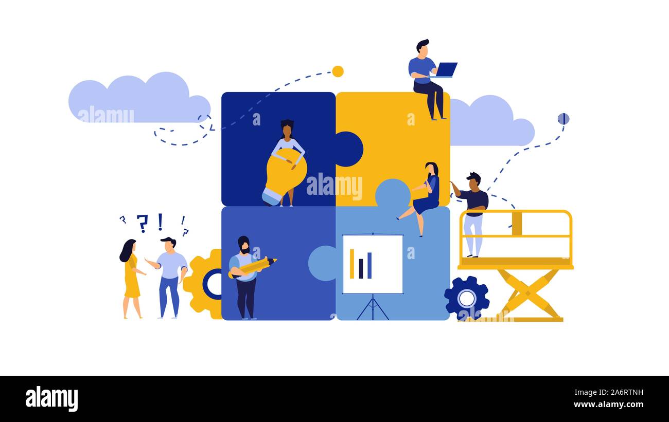 Puzzle team work vector illustration concept partner. Partnership ...