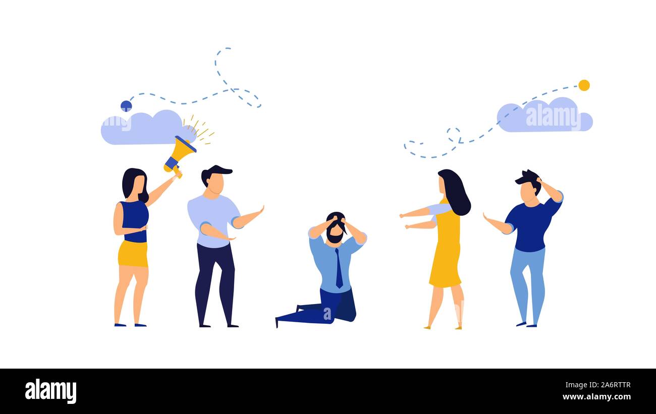 Man office depressed bully vector business illustration. Cartoon tired ...