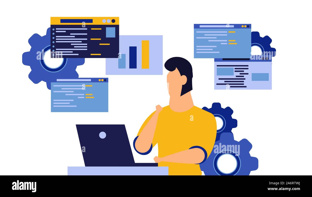 Business man employee analytics data vector advice workshop ...