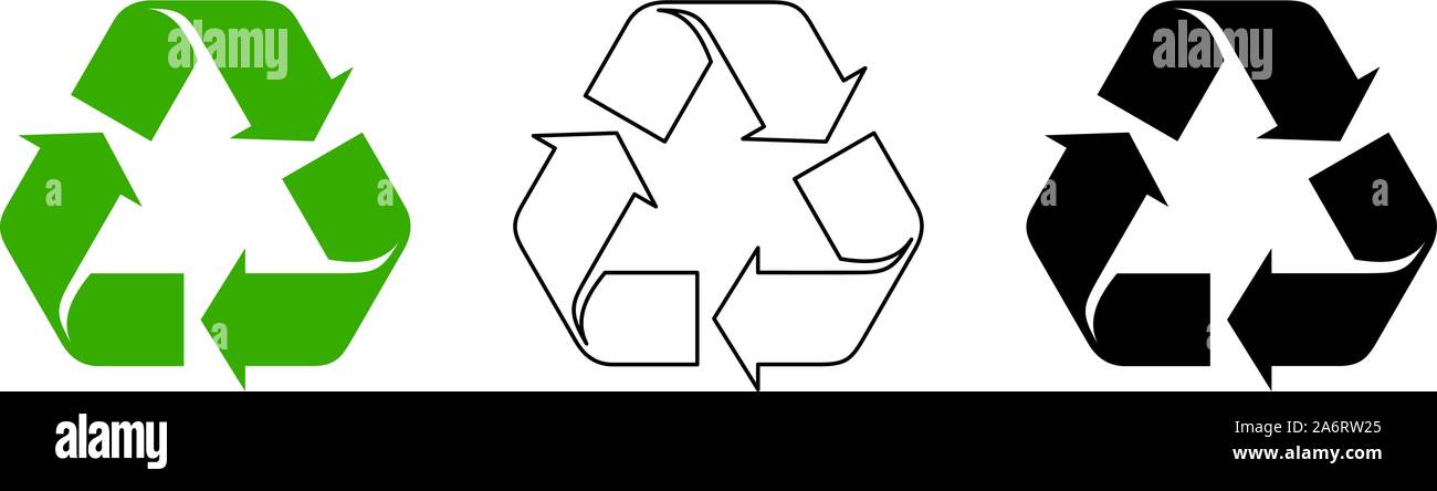 Set of black and green recycle symbols isolated on a white background ...