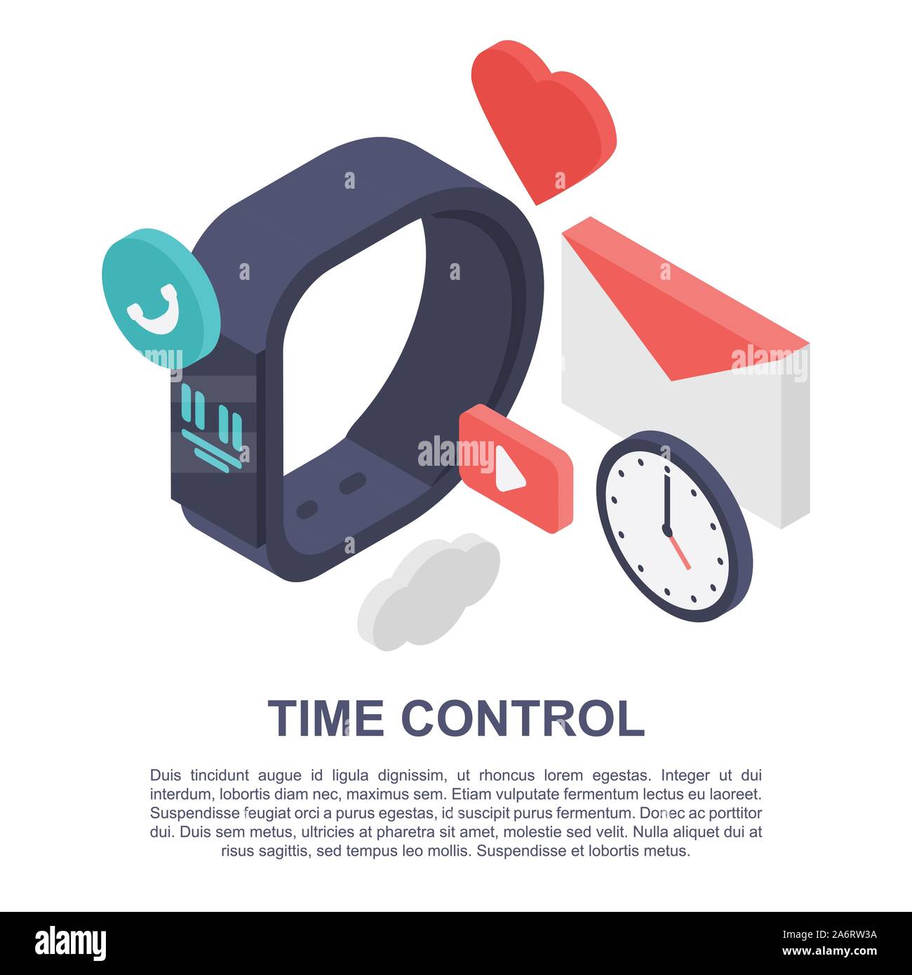 Time control concept banner, isometric style Stock Vector Image & Art ...