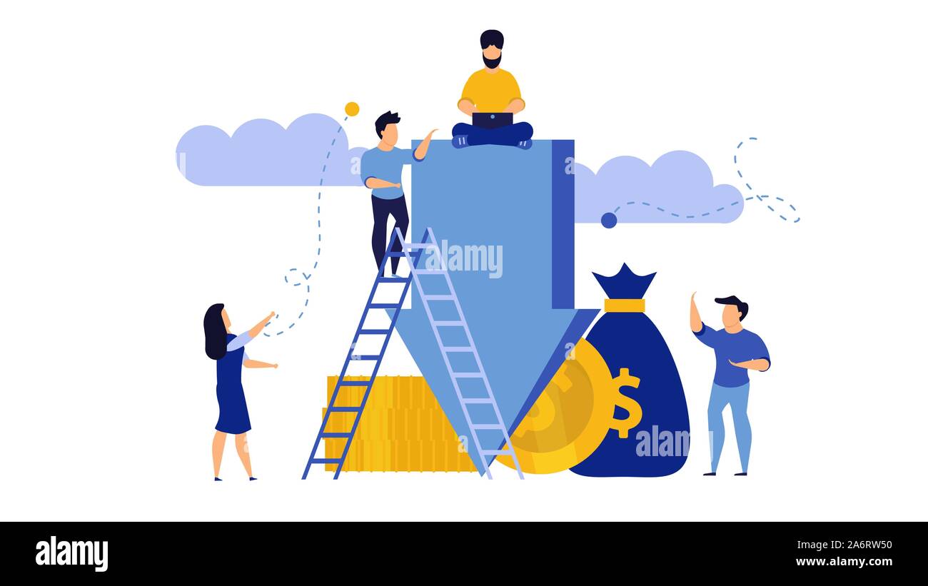 Down arrow decrease vector interest discount rate percent low. Man and ...