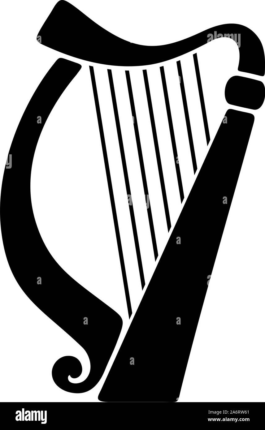 Vector black silhouette of a harp isolated on a white background Stock ...