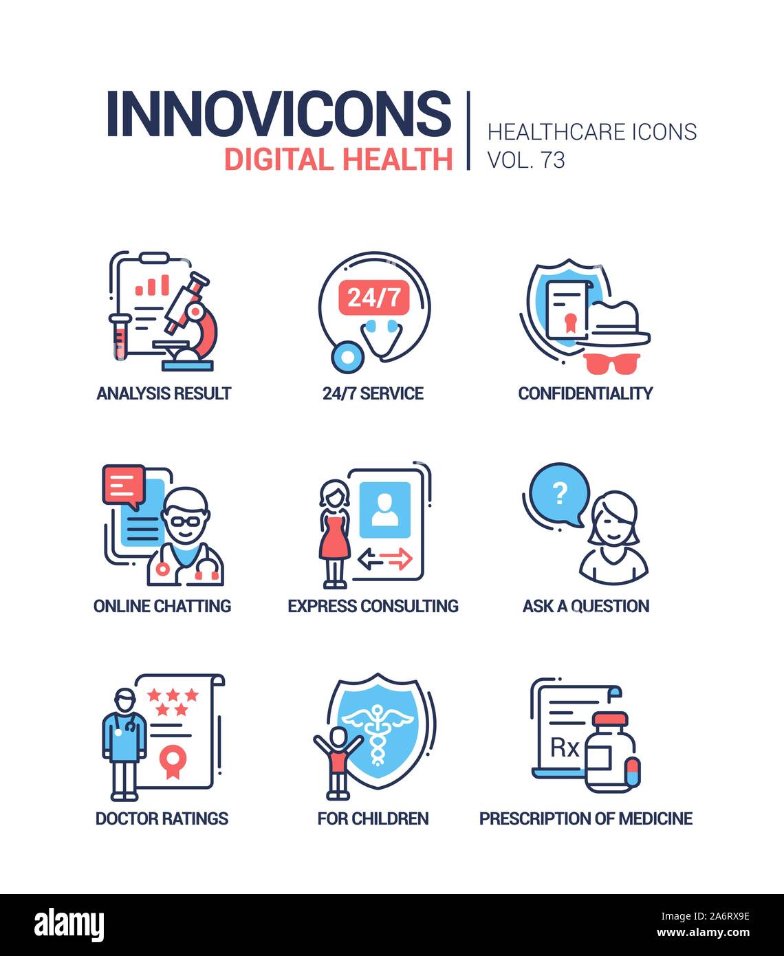 Mobile health icons set Cut Out Stock Images & Pictures - Alamy