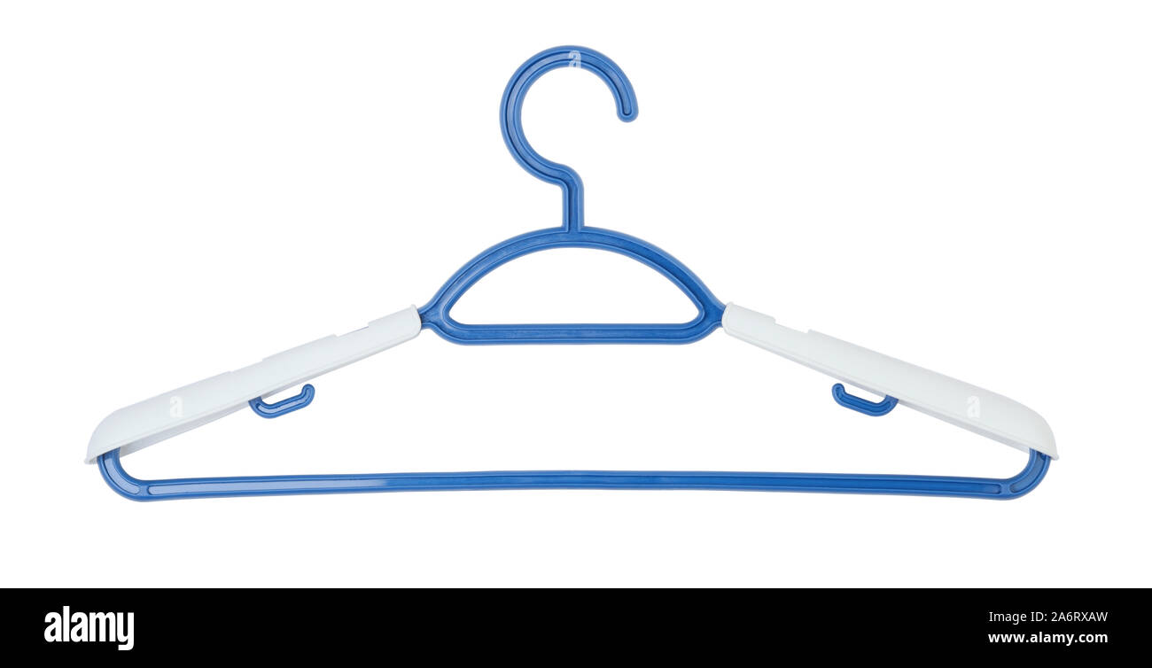 Blue plastic clothes hanger isolated on a white background Stock Photo ...