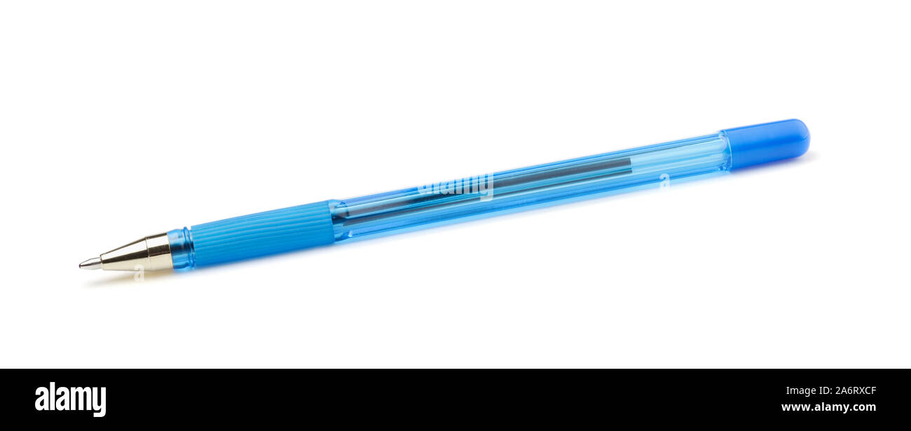 Blue ballpoint pen isolated on white background Stock Photo - Alamy