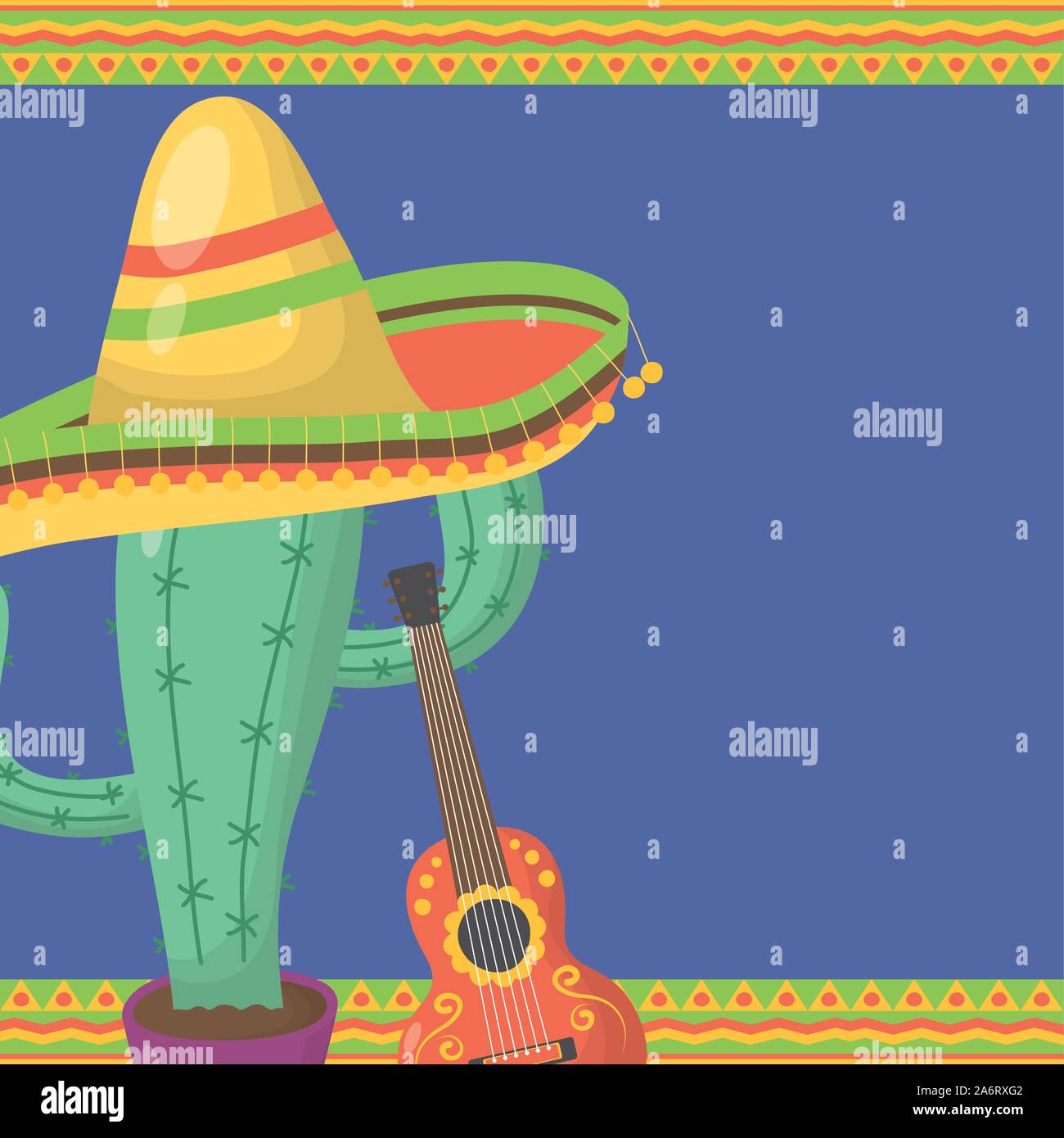 viva mexico celebration with cactus and hat Stock Vector Image & Art ...