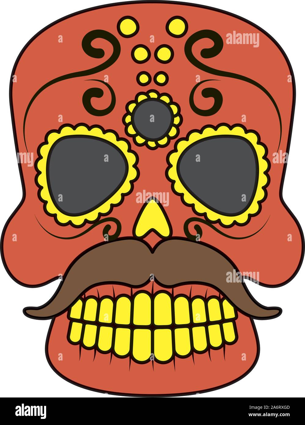 traditional mexican skull head with mustache Stock Vector Image & Art ...