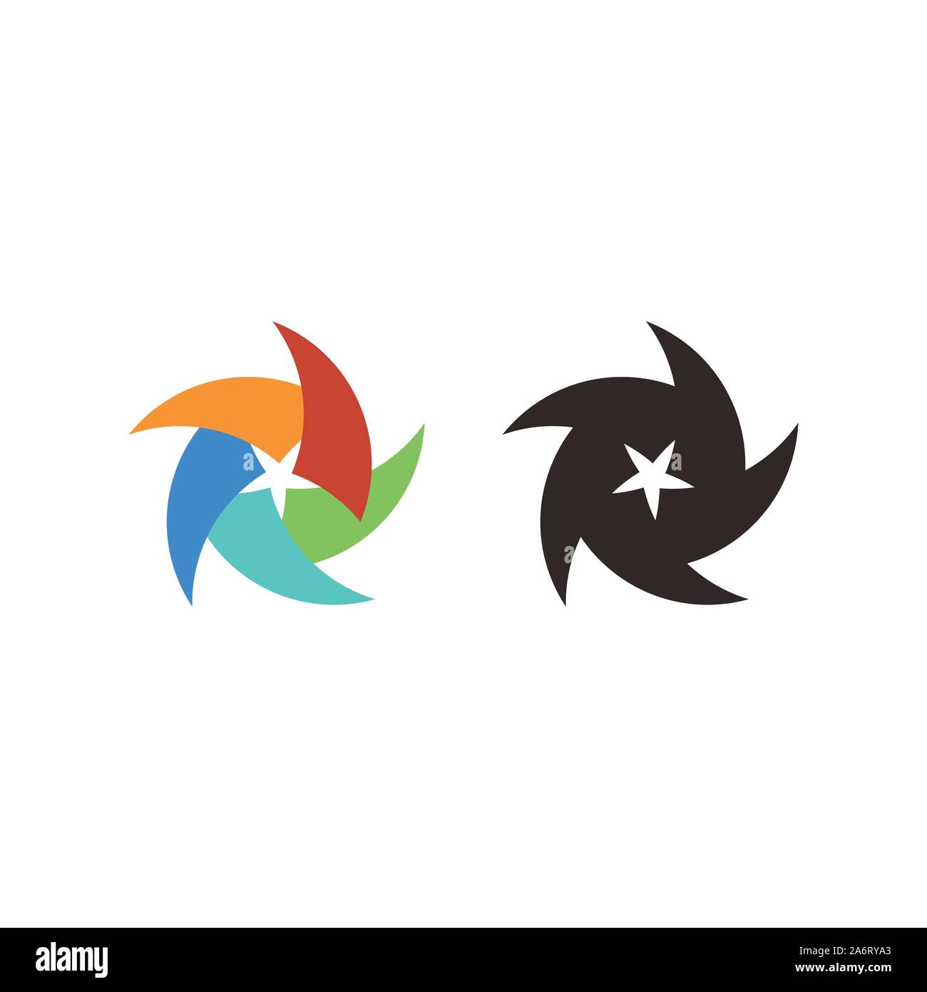 Logo in a simple modern style. Open shutter camera. Two camera logo ...