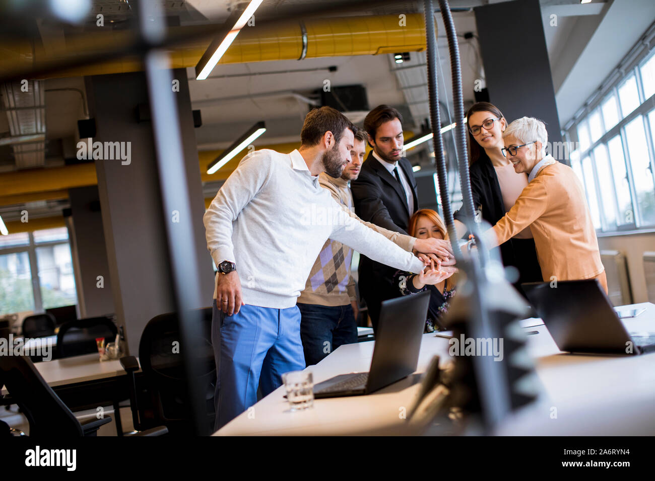 Business team is looking forward to success in the office Stock Photo ...