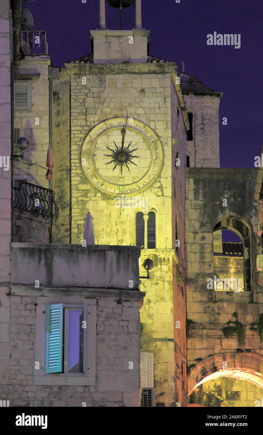 Croatia, Split, Pjaca, Narodni Trg, People's Square, Clock Tower Stock ...