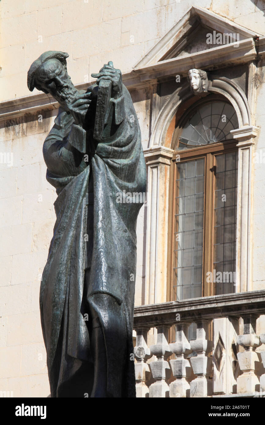 Croatia, Split, Brace Radic Square, poet Marko Marulic statue Stock ...